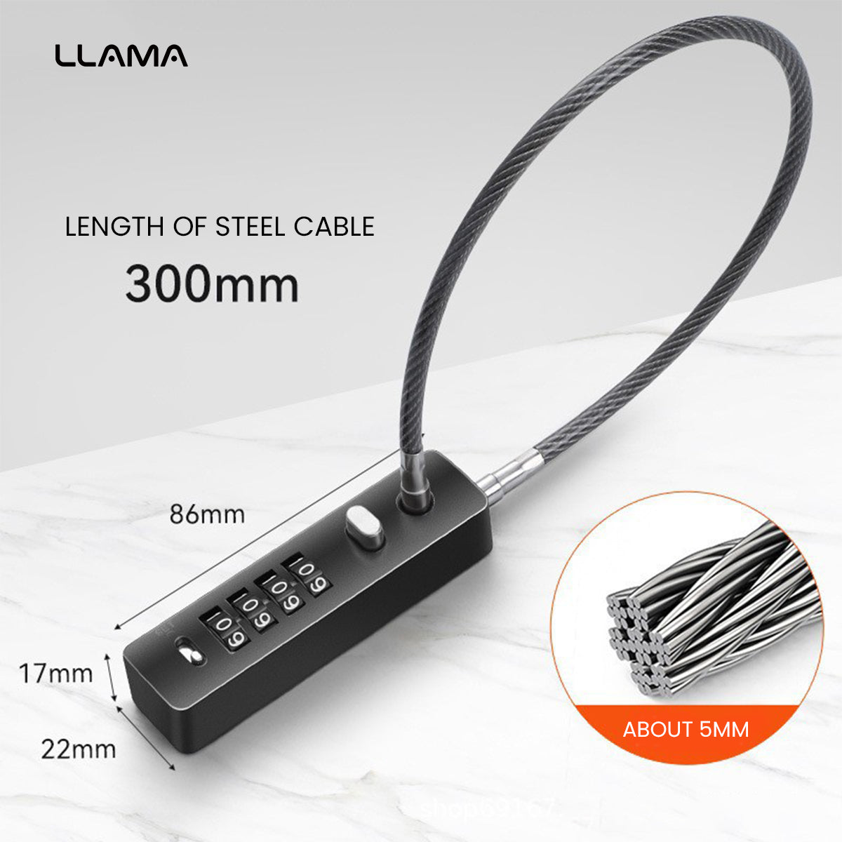 LLAMA EBIKE Steel wire combination lock padlock